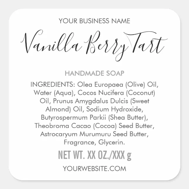 Handmade Artisan Soap Ingredient Product Label | Zazzle