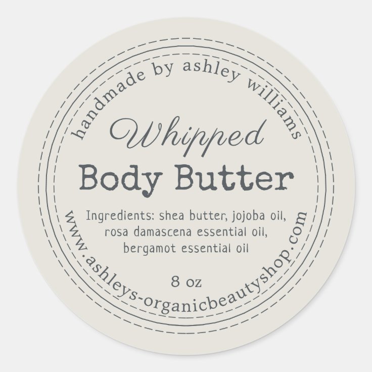 Handmade Body Butter Gray Organic Business Label | Zazzle
