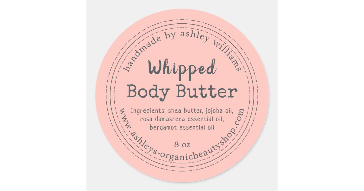 Handmade Body Butter Pink Organic Business Label | Zazzle