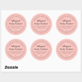 Handmade Body Butter Pink Organic Business Label | Zazzle