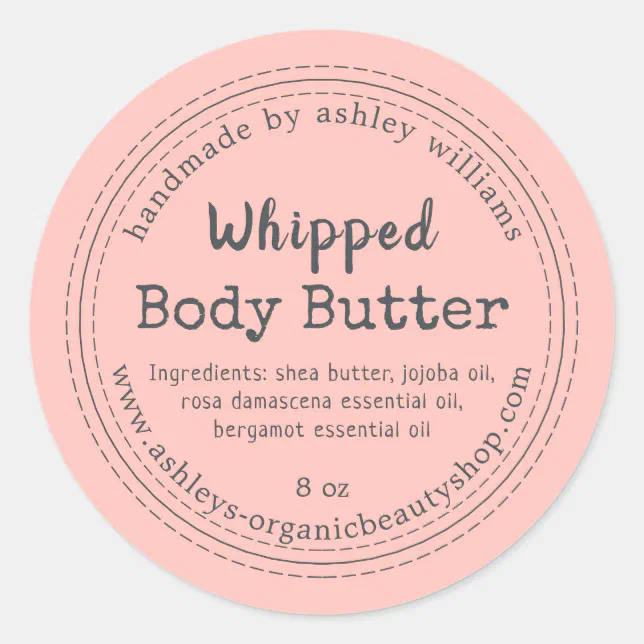 Handmade Body Butter Pink Organic Business Label | Zazzle