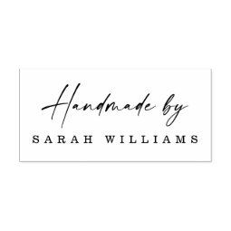 Handmade by custom name elegant handwritten script rubber stamp | Zazzle