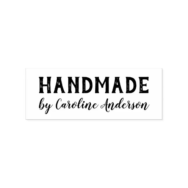 Handmade by custom name rubber stamp | Zazzle