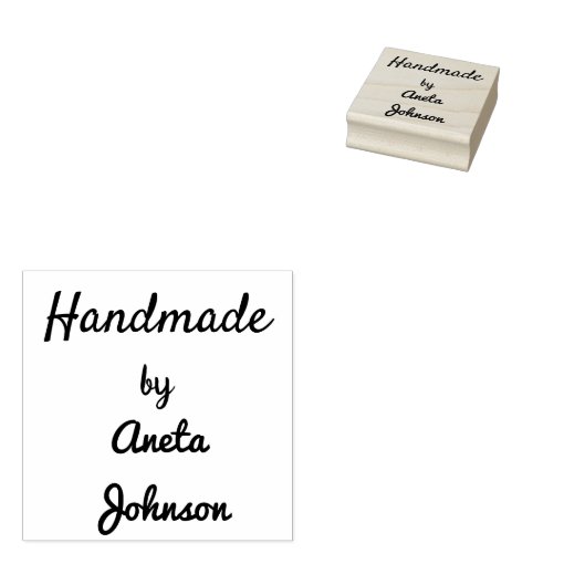 Handmade by custom name rubber stamp, cardmaking, rubber stamp | Zazzle