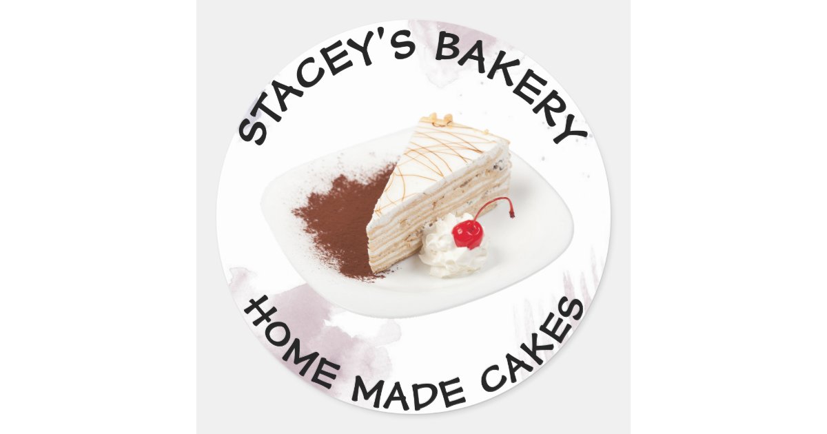 Handmade Cakes Label Bakery Sticker | Zazzle