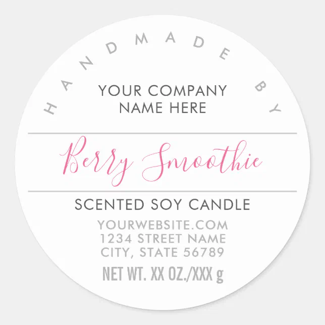 Handmade Candle or Soap Berry Pink Product Label | Zazzle