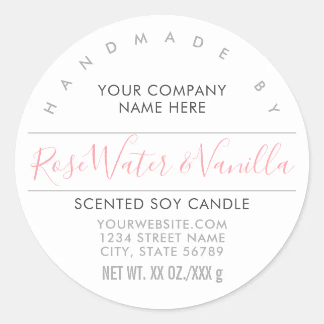 Handmade Candle or Soap Rose Pink Product Label | Zazzle