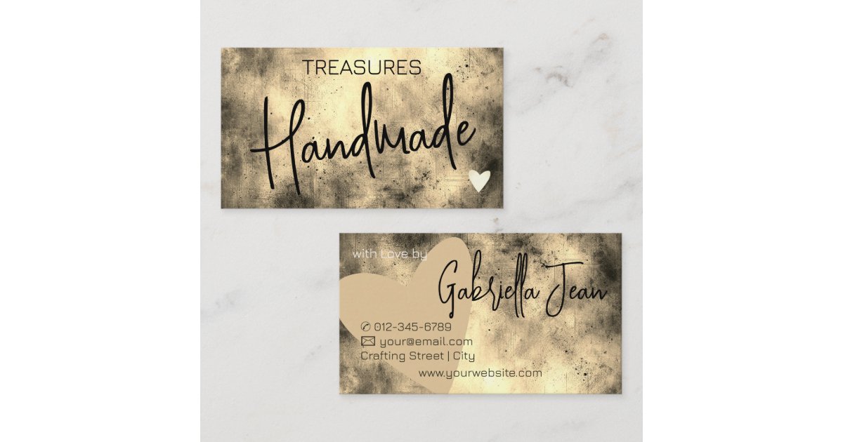 Handmade Crafts Calligraphy Signature Distressed Business Card | Zazzle