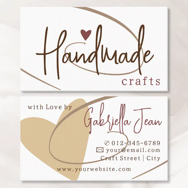 Handmade Crafts Calligraphy Signature Love Heart Business Card | Zazzle