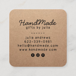 Handmade crafts modern brown kraft paper rustic calling card | Zazzle