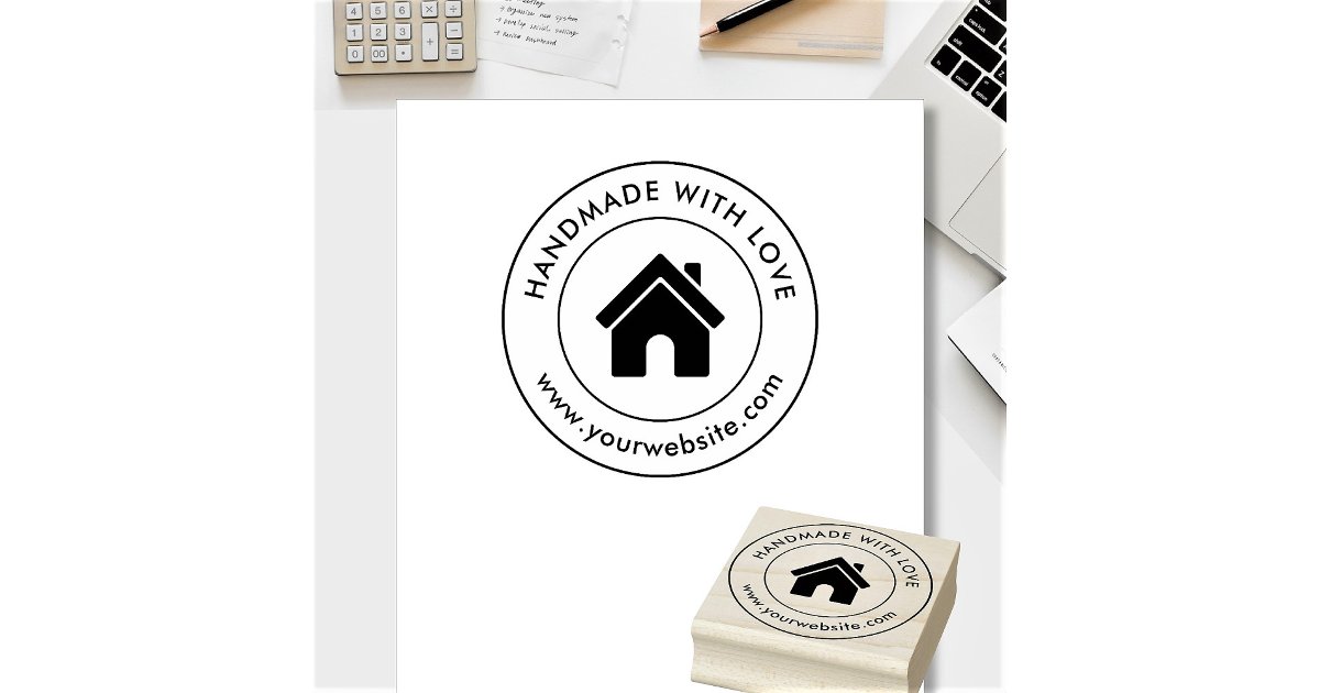 Handmade Custom Logo Text Rubber Stamp | Zazzle