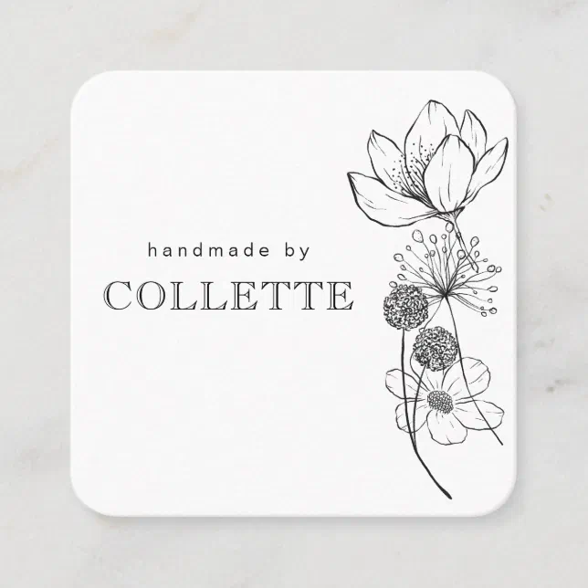 Handmade Flower Logo Square Business Card | Zazzle