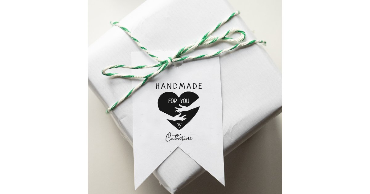 Handmade for you by (custom name) rubber stamp | Zazzle