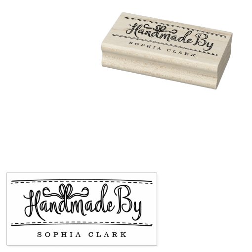 Handmade Handcrafted Ribbon & Sewing Tailor Rubber Stamp | Zazzle