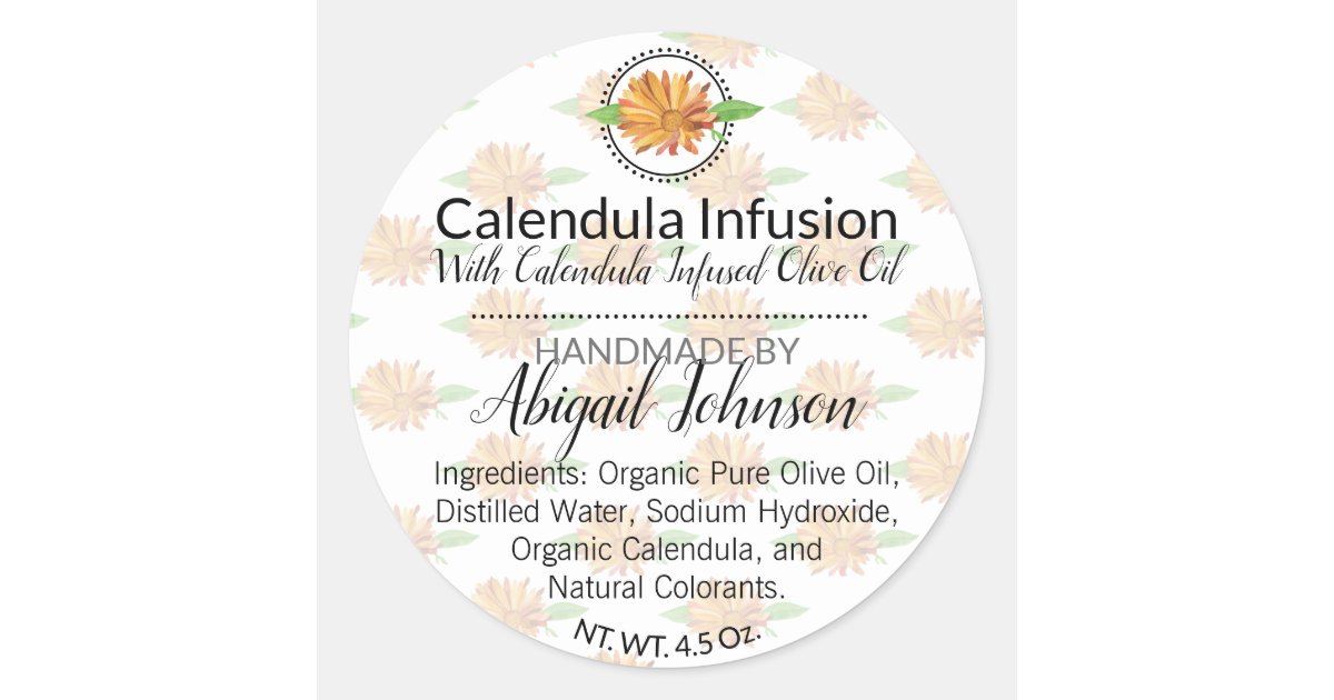 Handmade | Homemade Calendula Scrub or Soap Label | Zazzle