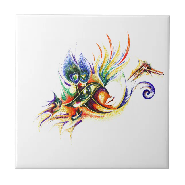 Handmade Ink Drawing of Lord Krishna Tile | Zazzle