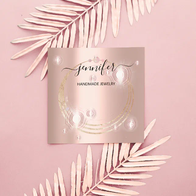 Handmade Jewelry Custom Logo Gold Rose Vip Square Business Card | Zazzle