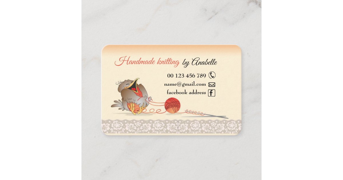 Handmade knitting business card | Zazzle