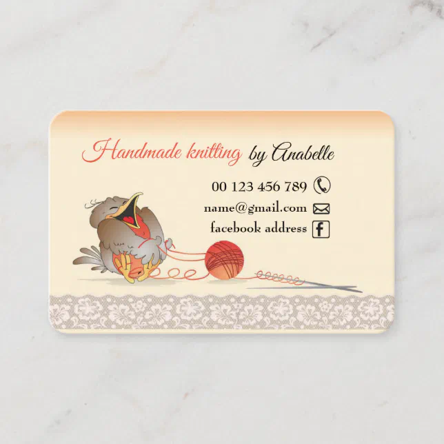 Handmade knitting business card | Zazzle