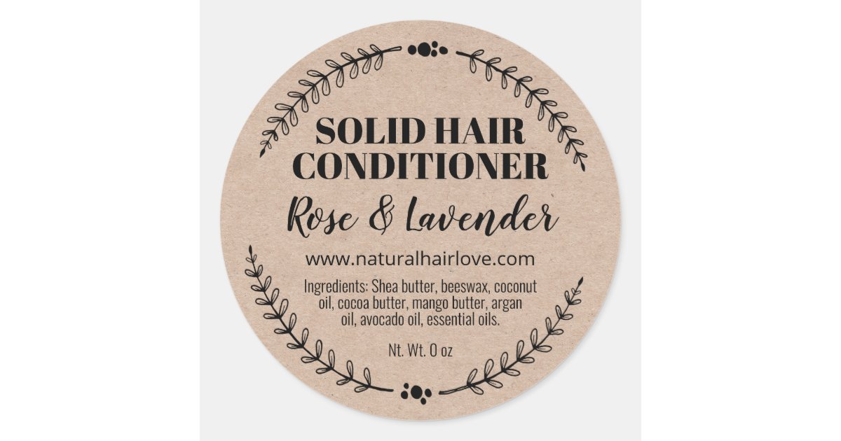 Handmade Kraft Solid Hair Conditioner Bar Labels | Zazzle