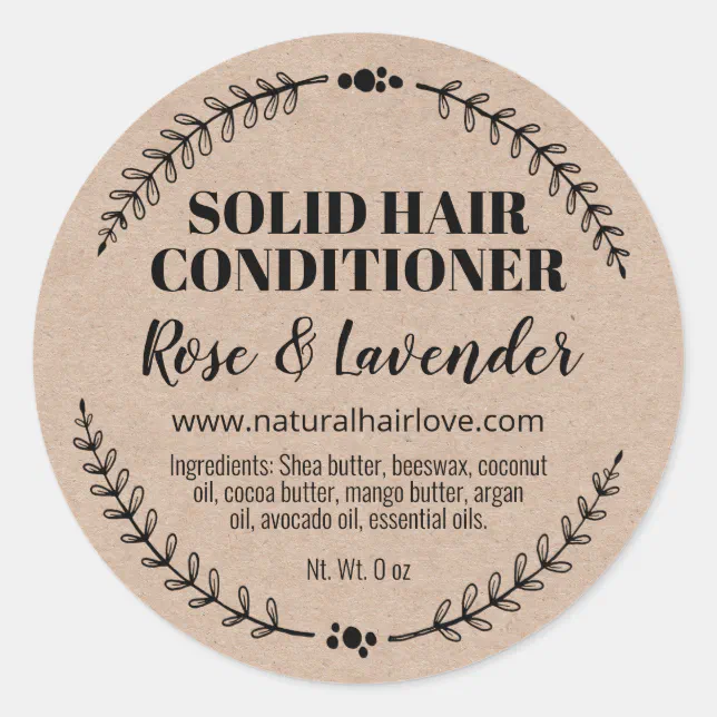 Handmade Kraft Solid Hair Conditioner Bar Labels | Zazzle