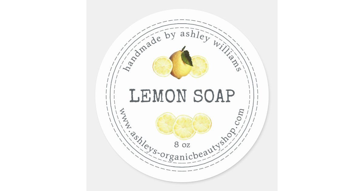 Handmade Lemon Soap Organic Business Classic Round Sticker | Zazzle