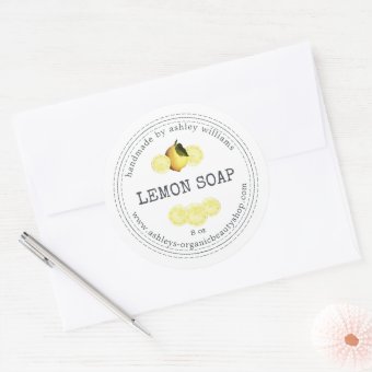 Handmade Lemon Soap Organic Business Classic Round Sticker | Zazzle