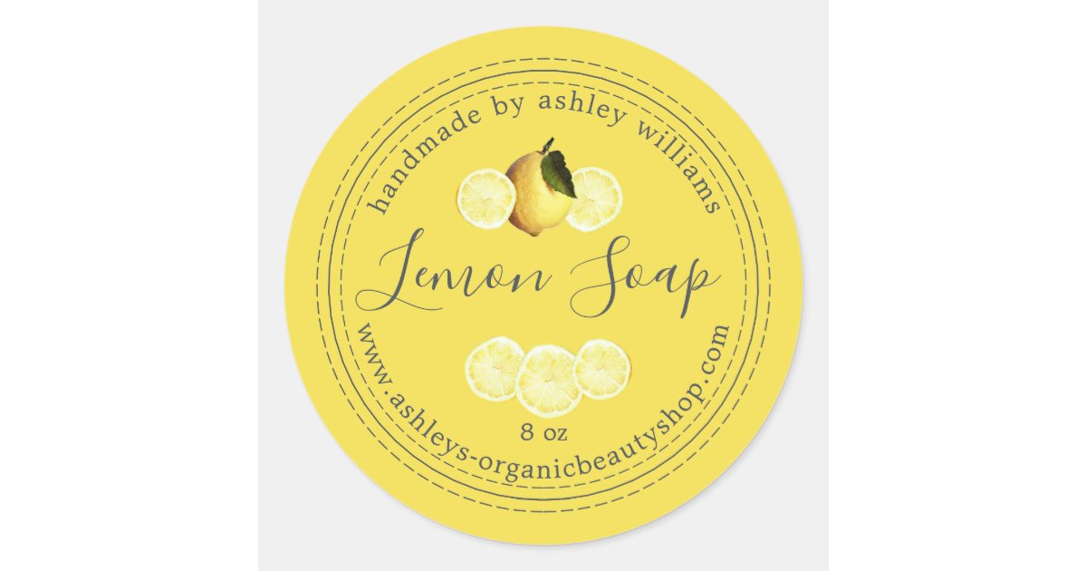Handmade Lemon Soap Organic Business Classic Round Sticker | Zazzle