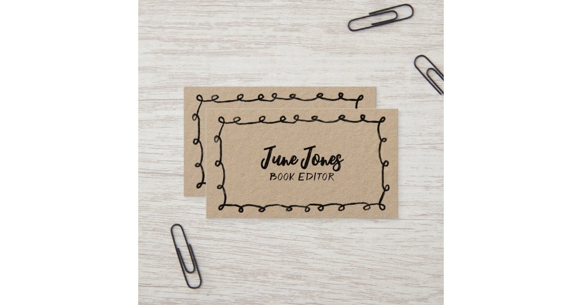 Handmade Loops Doodle Whimsical Inky Rustic Kraft Business Card | Zazzle