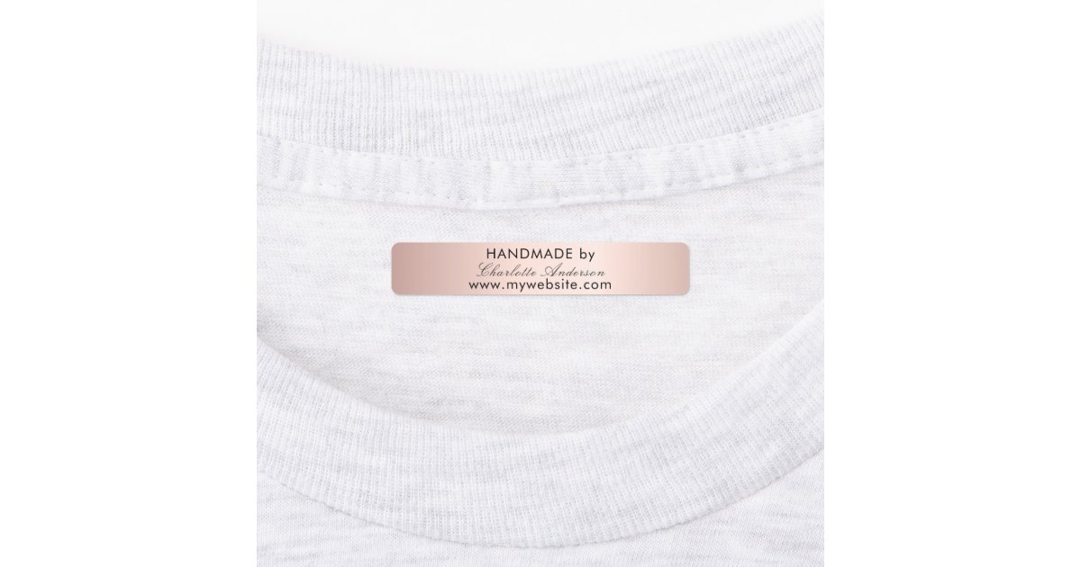 Handmade made by name rose gold script labels | Zazzle