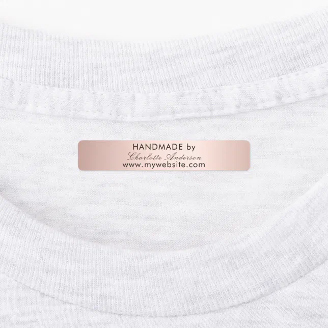 Handmade made by name rose gold script labels | Zazzle