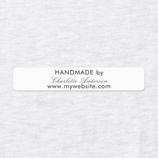 Handmade made by name white script labels | Zazzle