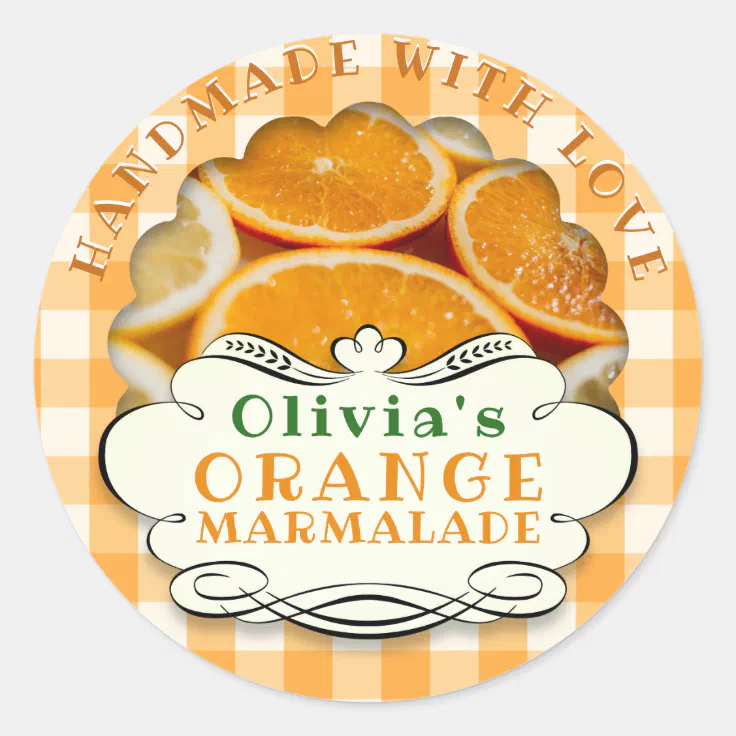 Handmade Orange Marmalade Classic Round Sticker | Zazzle