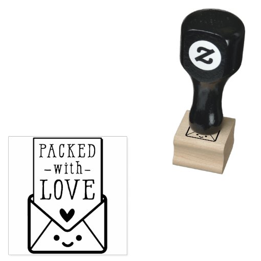 HANDMADE PACKAGING cute packed with love Rubber Stamp | Zazzle