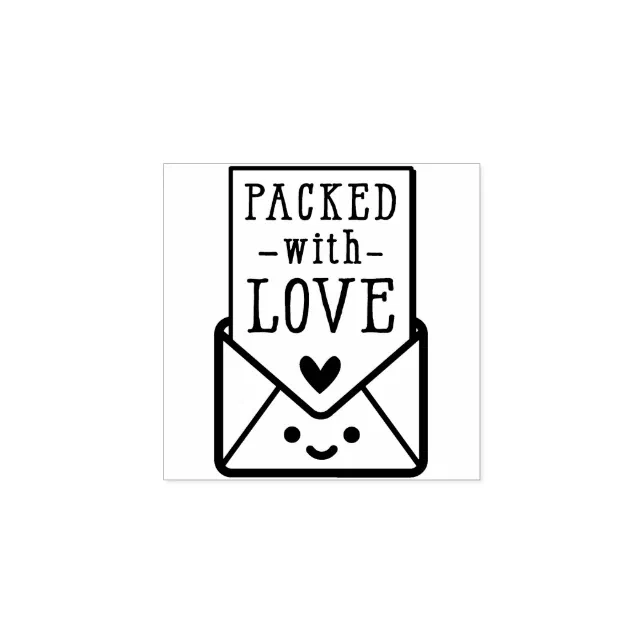 HANDMADE PACKAGING cute packed with love Rubber Stamp | Zazzle