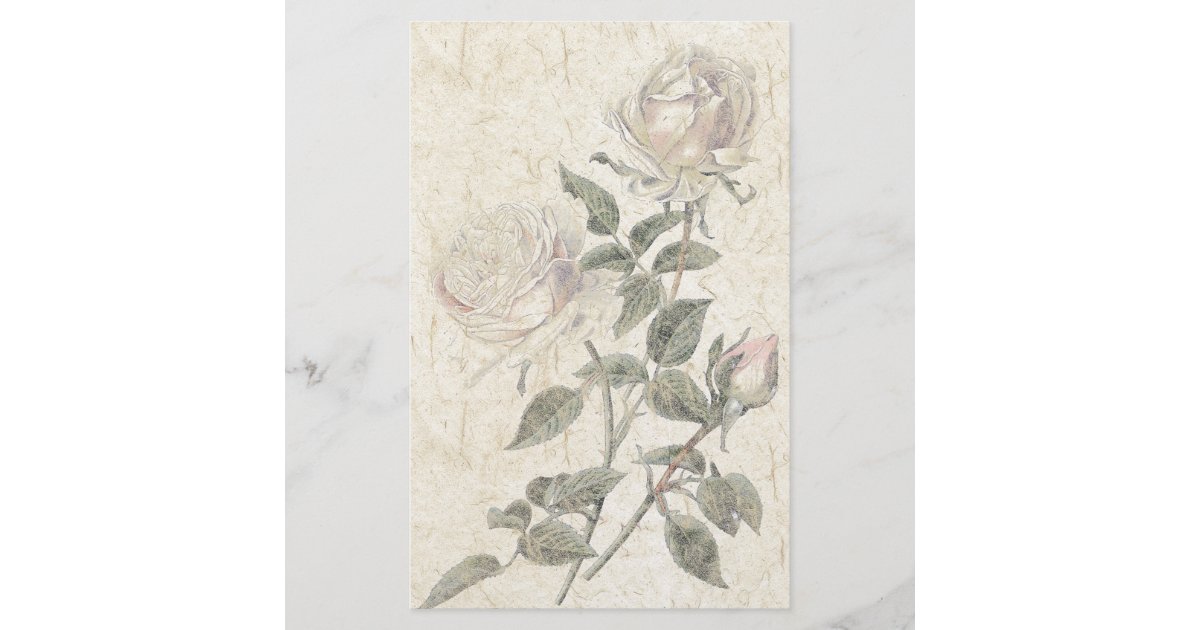 Handmade Paper Rose Flowers Floral Stationery | Zazzle