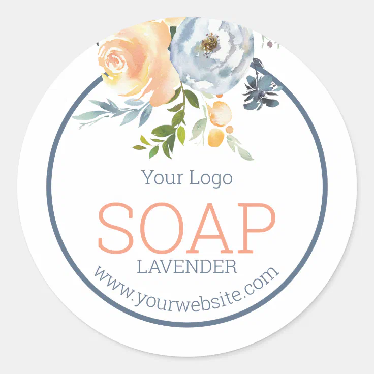 Handmade Product Logo Blue Classic Round Sticker | Zazzle