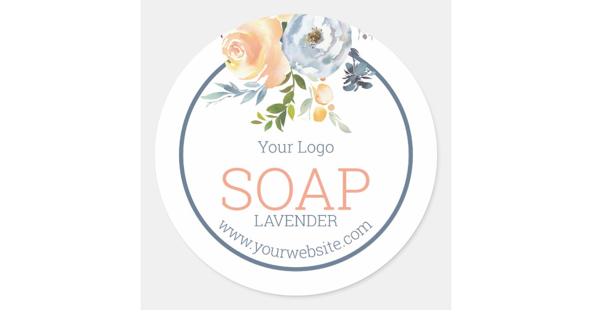 Handmade Product Logo Blue Classic Round Sticker | Zazzle