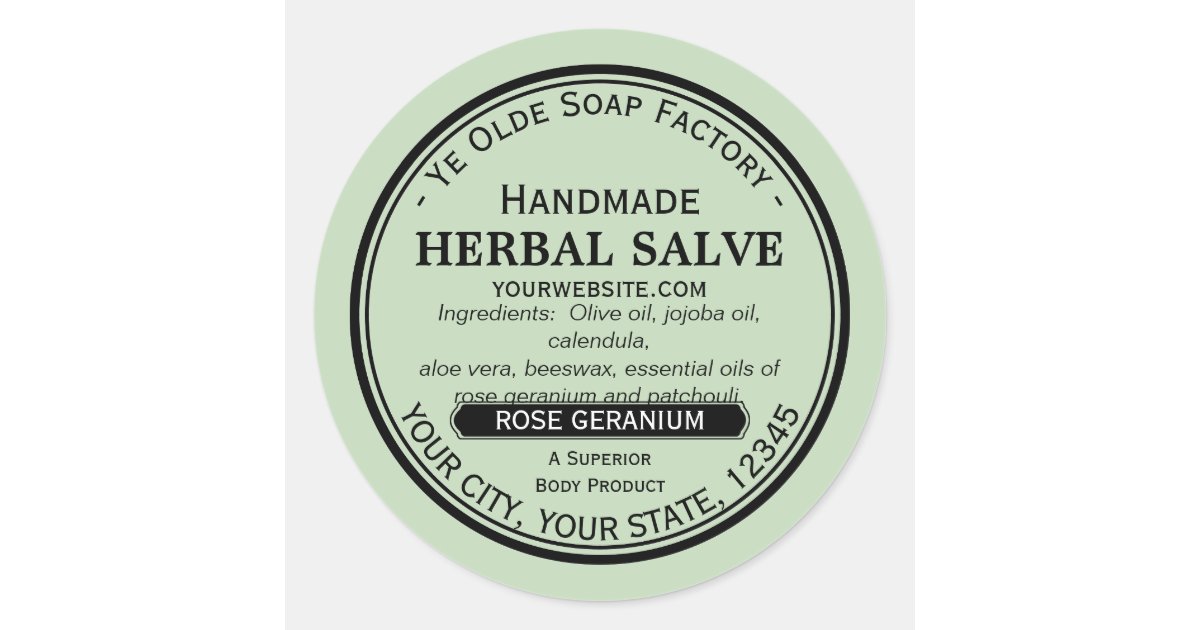 Handmade Round Salve Lotion Labels Old Fashioned | Zazzle