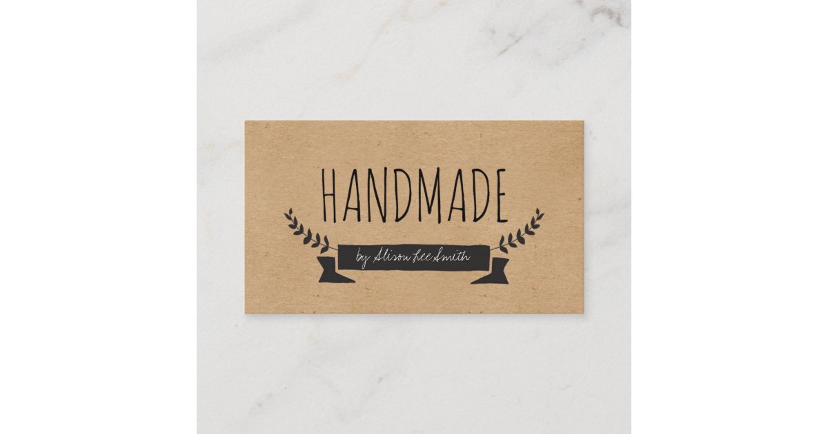 Handmade Rustic Kraft Business Card | Zazzle