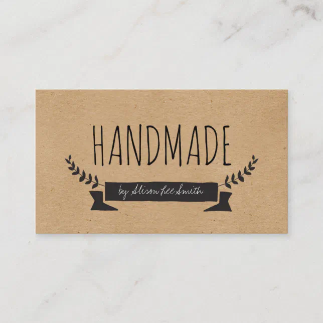 Handmade Rustic Kraft Business Card | Zazzle