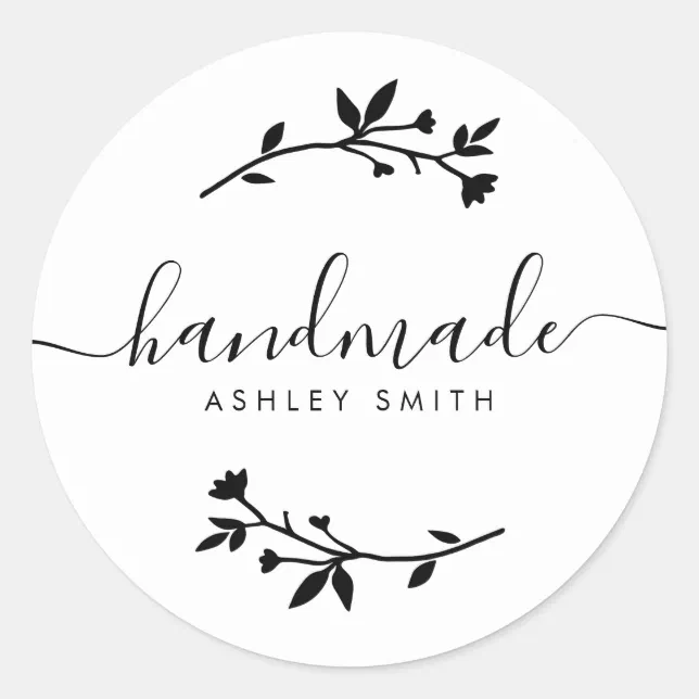 Handmade Rustic Kraft Business Card Classic Round Sticker | Zazzle