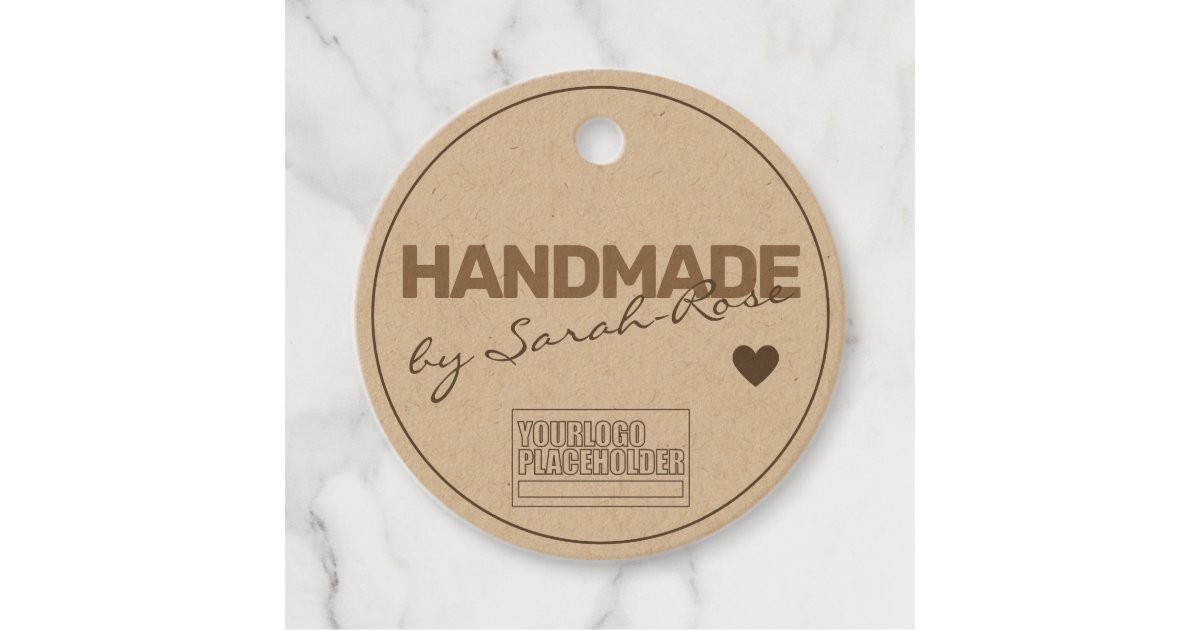 Handmade Rustic Natural Paper Simple Logo Template Favor Tags | Zazzle