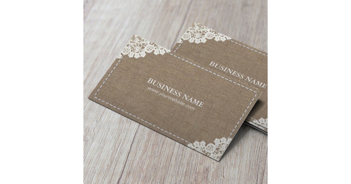 Handmade Sewing DIY Craft Rustic Lace & Burlap Business Card | Zazzle