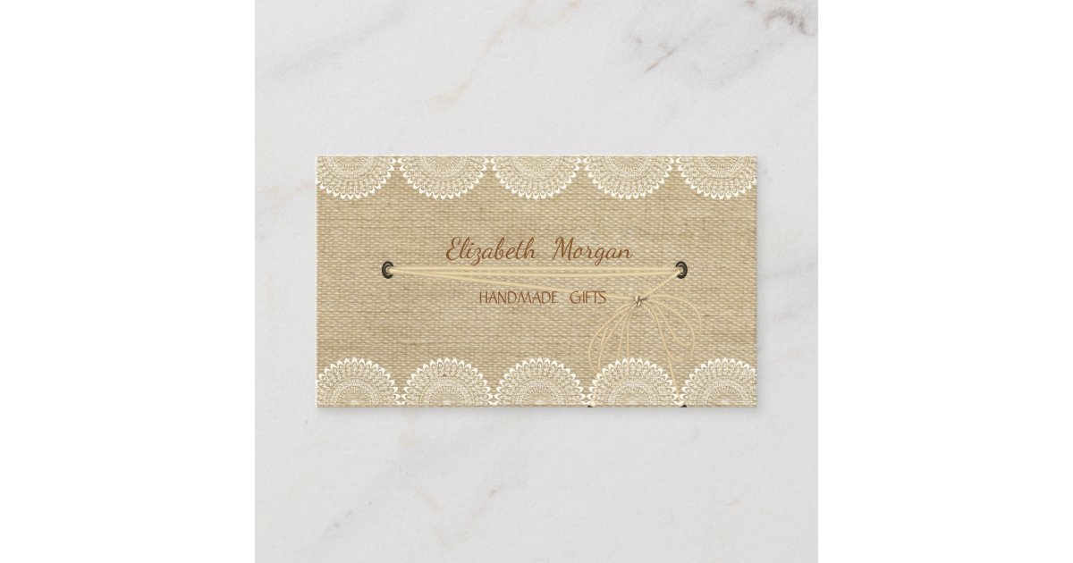 Handmade Simple Rustic ,Lace Business Card | Zazzle