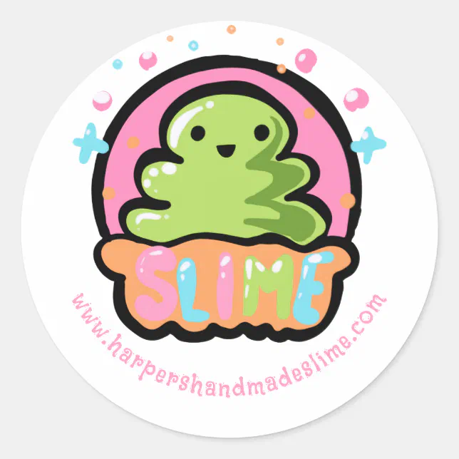 handmade slime template logo classic round sticker | Zazzle