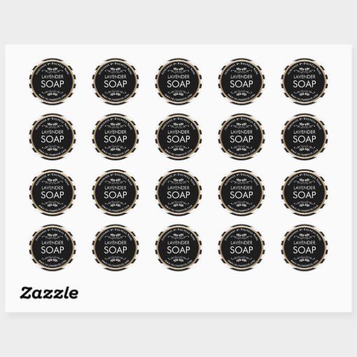 Handmade Soap Gold Border Modern Stripes Classic Round Sticker | Zazzle