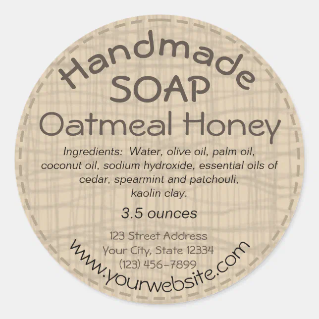 Handmade Soap Label Round Sticker Country Rustic | Zazzle