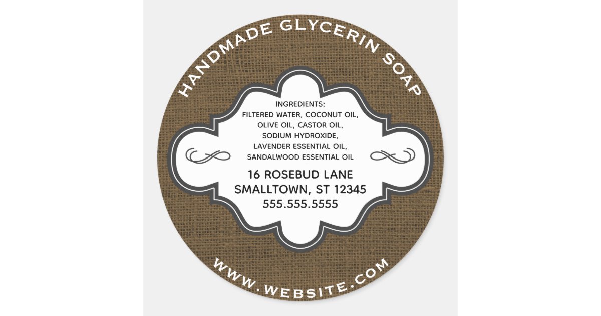 Handmade Soap Label Rustic Country Burlap | Zazzle