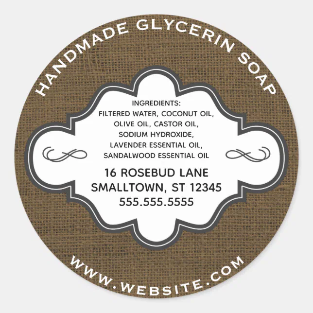 Handmade Soap Label Rustic Country Burlap | Zazzle